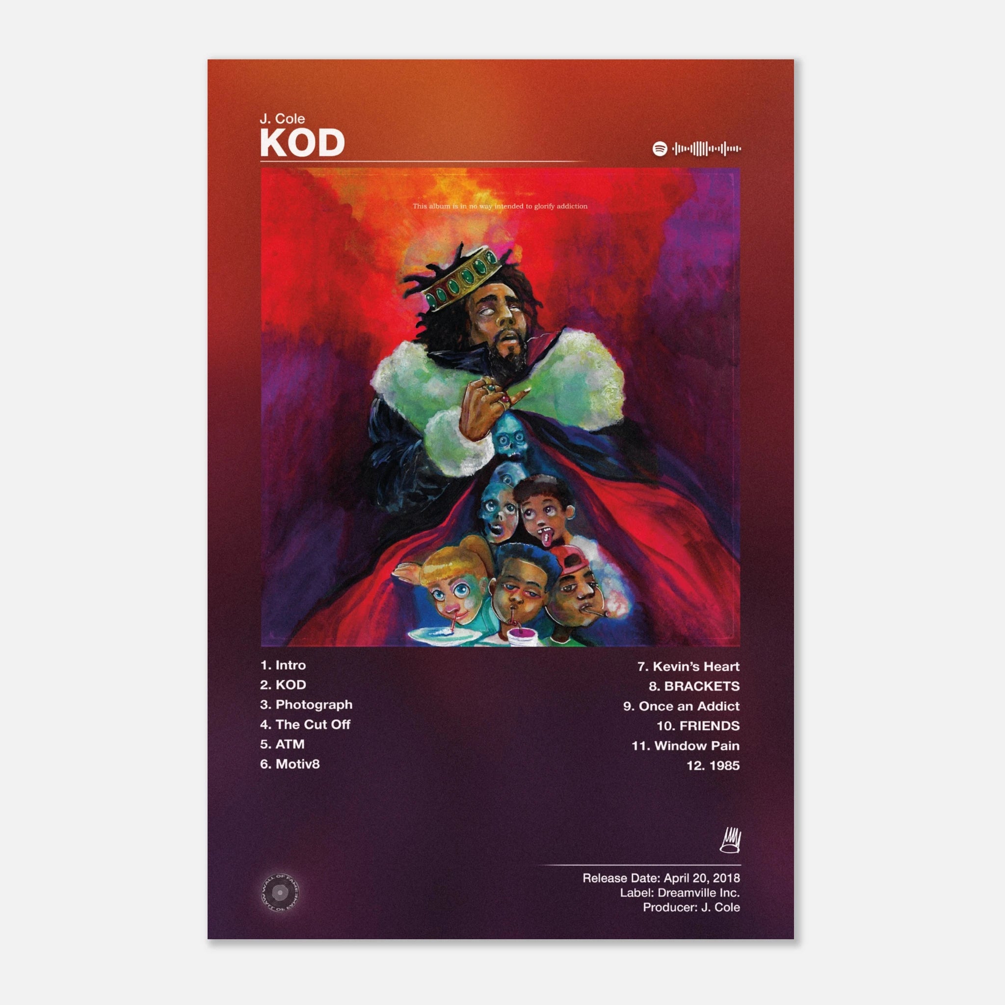 J. Cole - KOD | Album Cover Poster | Wall of Fame Prints